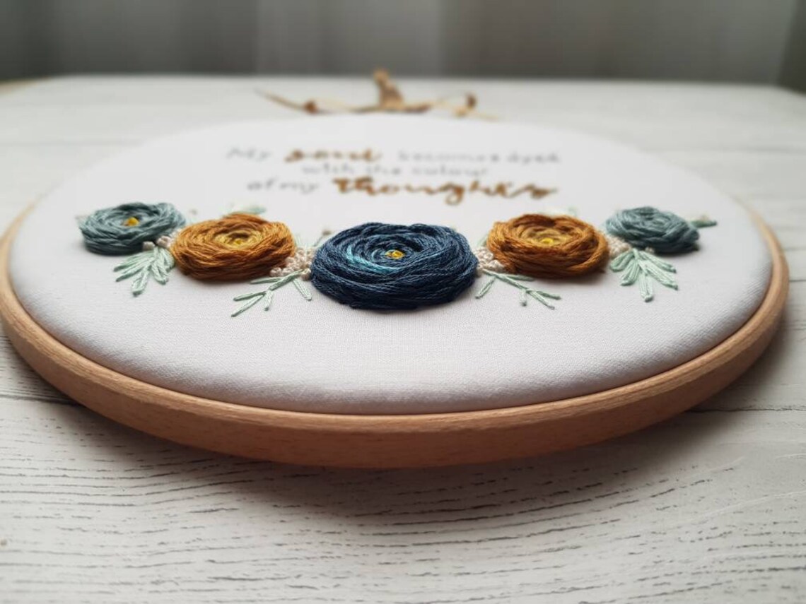 Inspirational Quote Hand Embroidery Floral Wall Art Home | Etsy