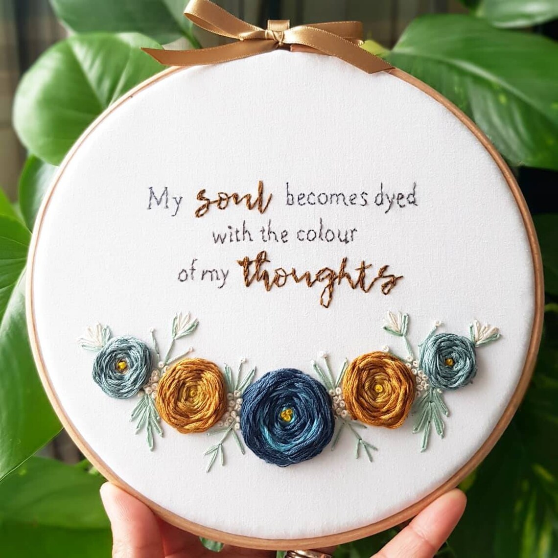 Inspirational Quote Hand Embroidery Floral Wall Art Home | Etsy