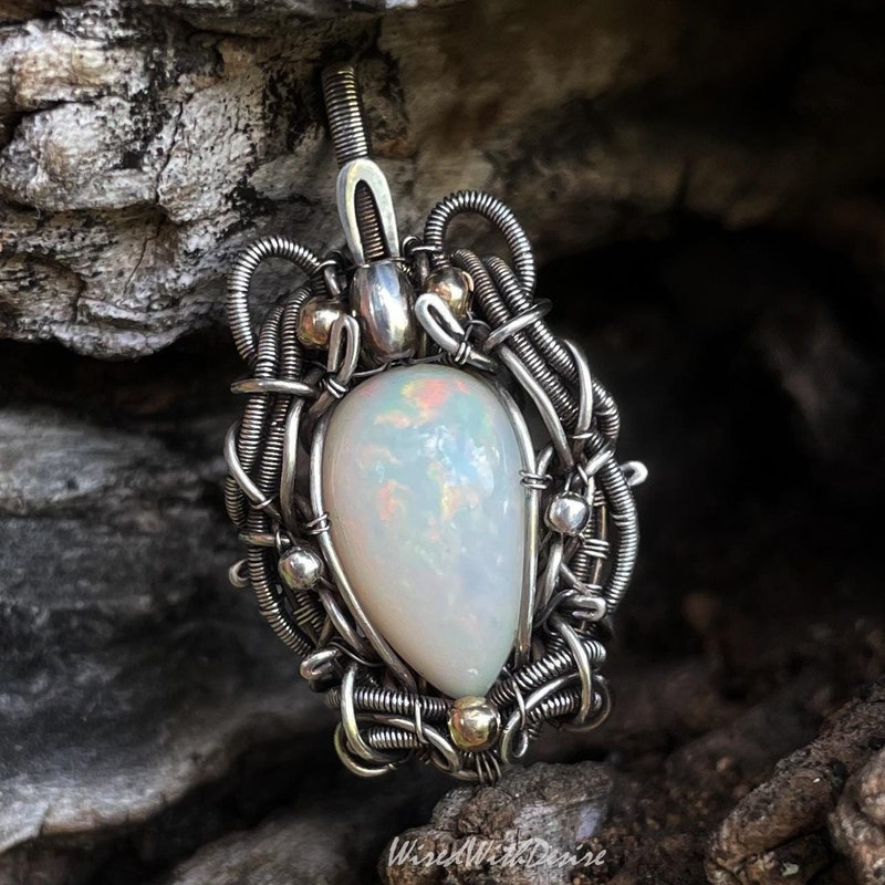 Wire Wrapped Pendant Opal - Etsy