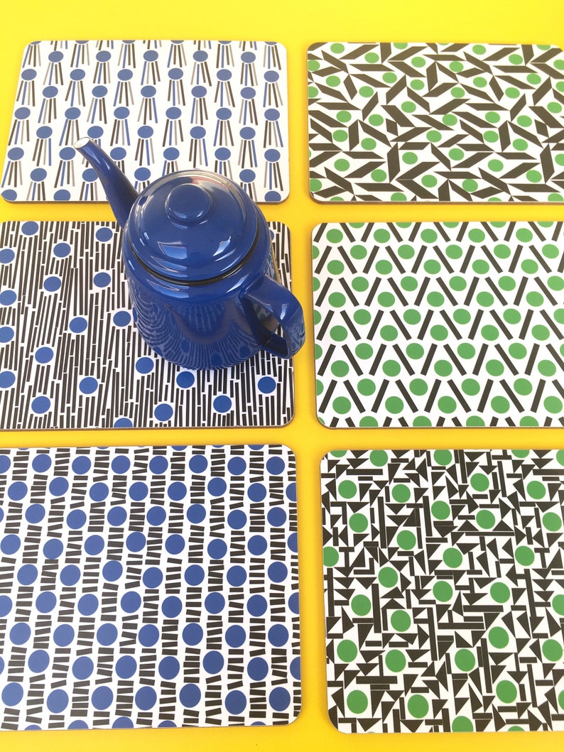 4 Placemats Green Cork Placemats Blue Placemat 6 Tablemats - Etsy