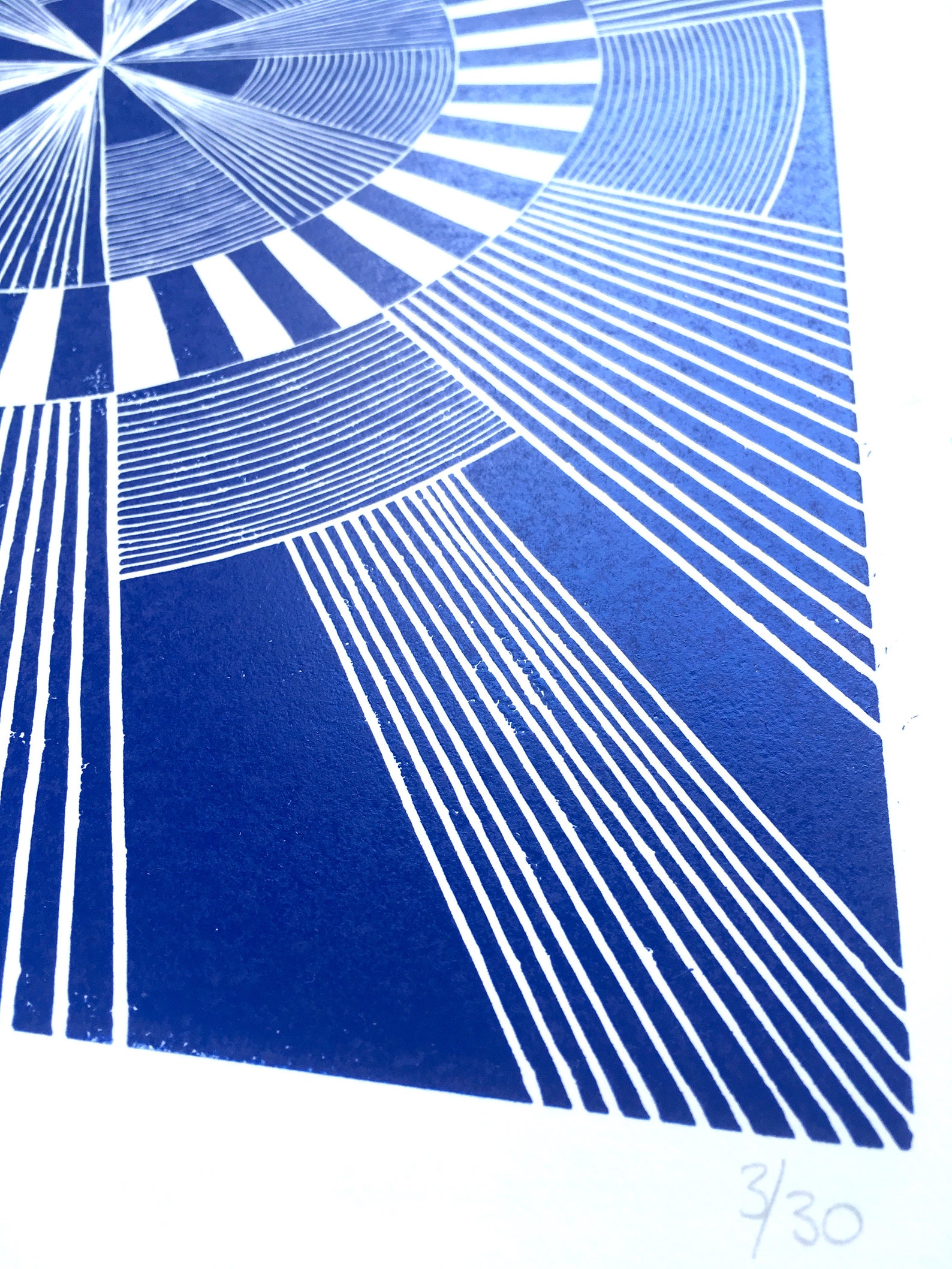 A3 Linocut Print Blue Linoprint Living Room Wall Art - Etsy UK