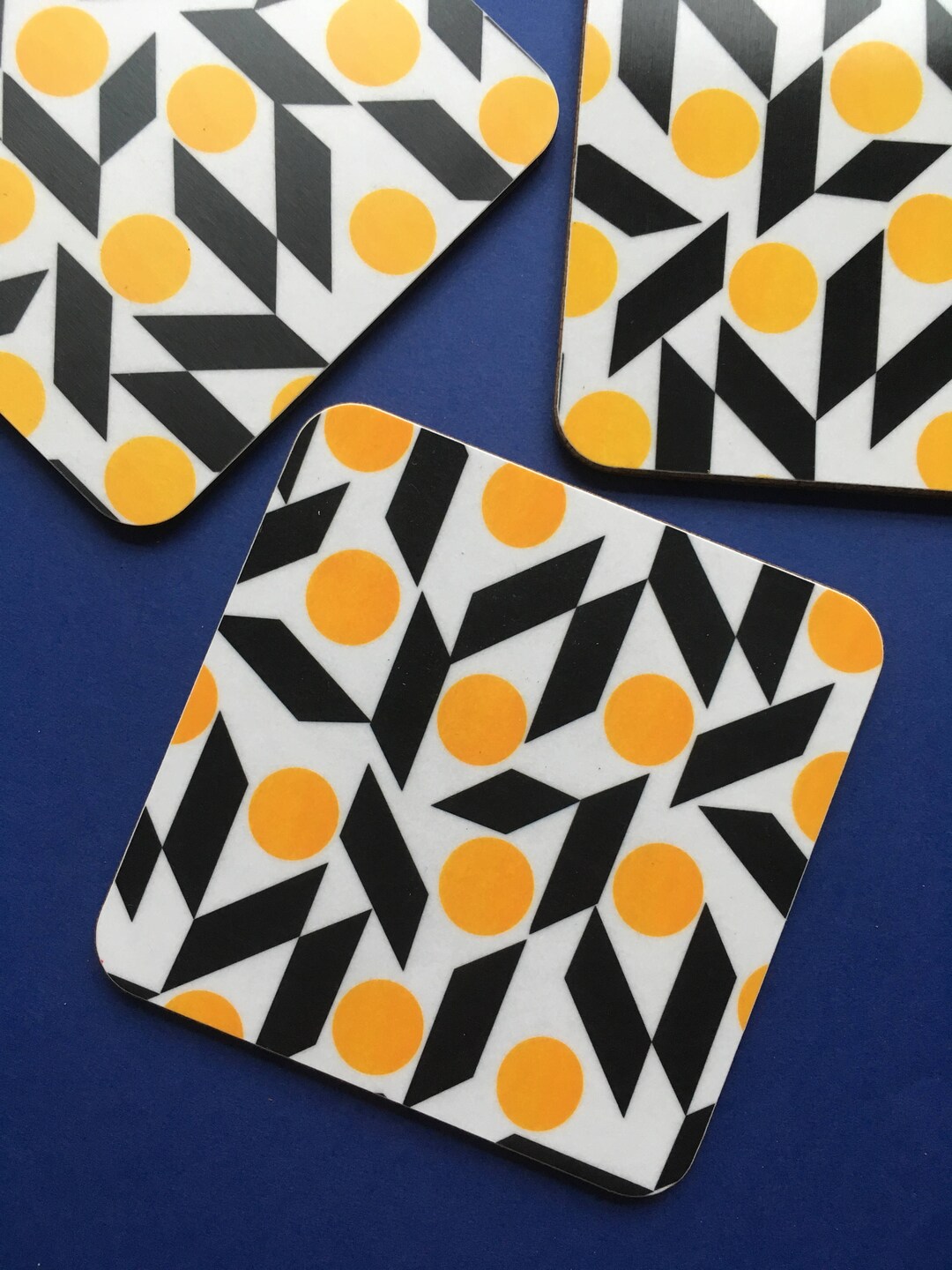 Yellow Coaster, Drinks Coaster, Housewarming Gift, Midcentury Coaster ...