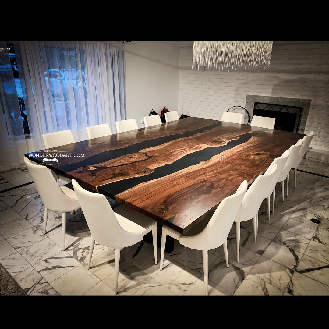 Live Edge Walnut Dining Table, for 14 People, Big Dining Table, Live ...