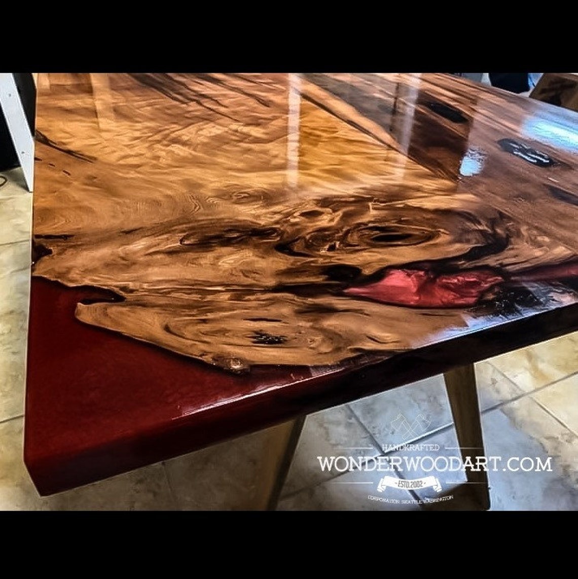 Live Edge Dine Table, Redwood Resin Table, River Table, Epoxy Table ...
