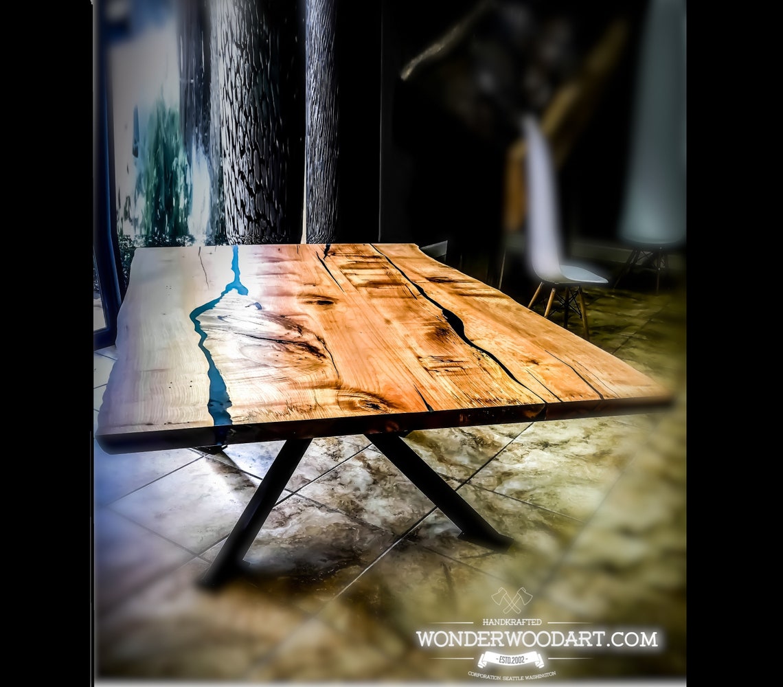 Live Edge Dine Table Maple Epoxy Table Resin Table | Etsy