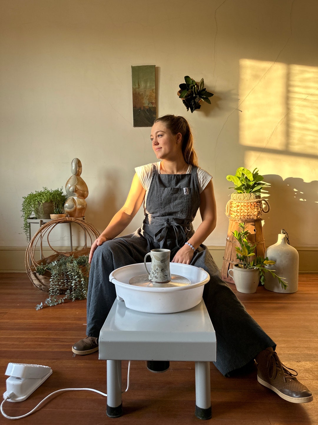 Dark Gray Durable Cotton Canvas Pottery Apron Ceramic Apron Throwing ...