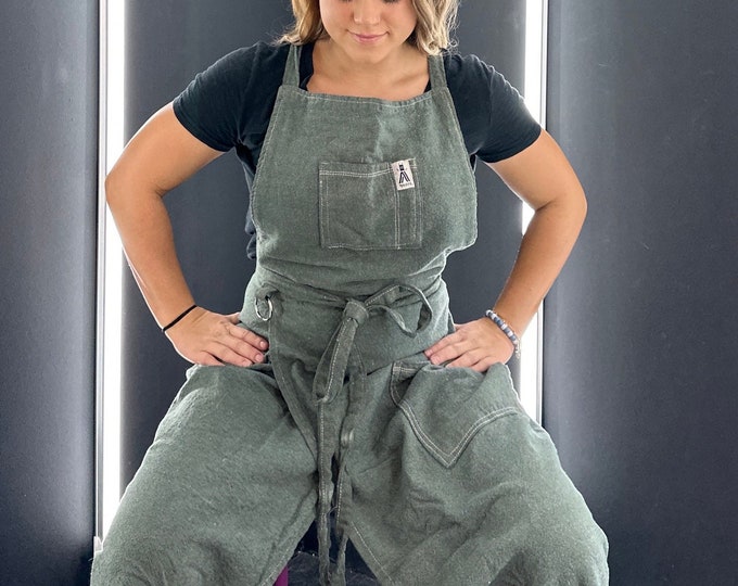 Green Durable Cotton Canvas Pottery Apron Ceramic Apron Throwing Apron ...