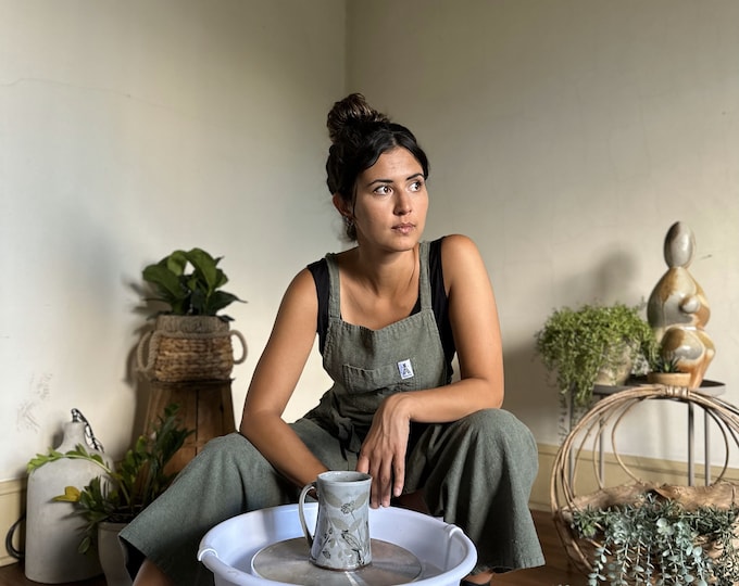 Green Durable Cotton Canvas Pottery Apron Ceramic Apron Throwing Apron ...