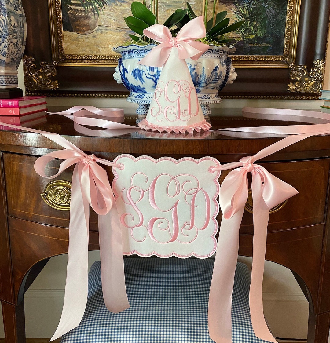 Monogrammed Birthday Hat and Banner - Etsy