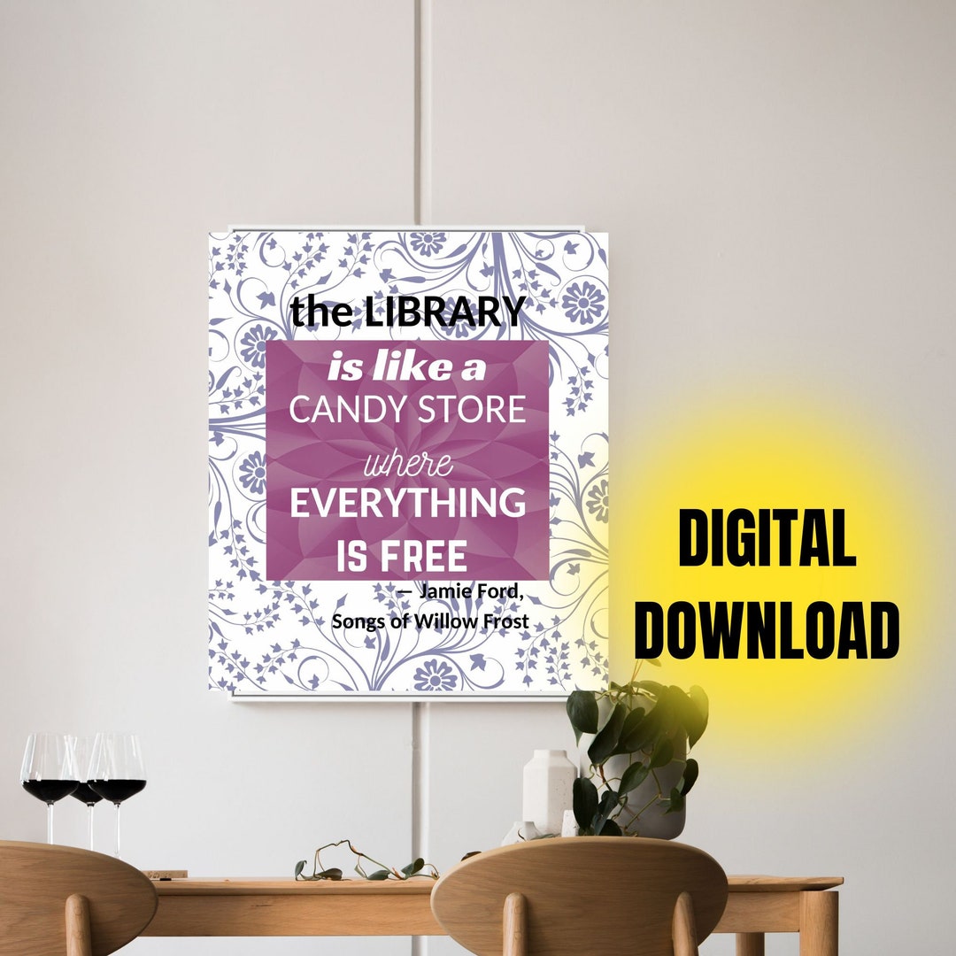Downloadable, Printable, Library-related Wall Decor Gift for Readers ...