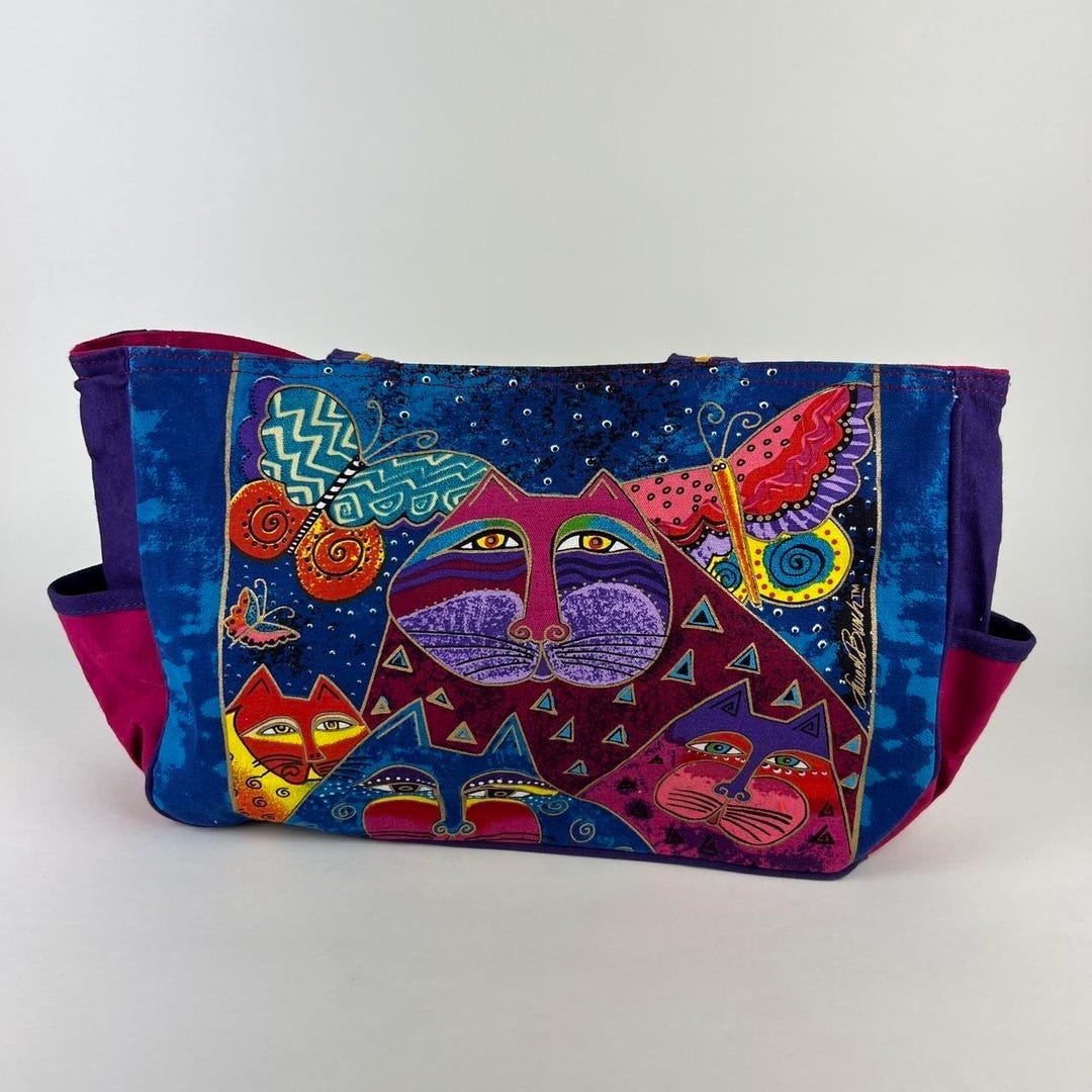 Vintage Laurel Burch Mystic Cats With Butterflies Medium Tote Bag - Etsy