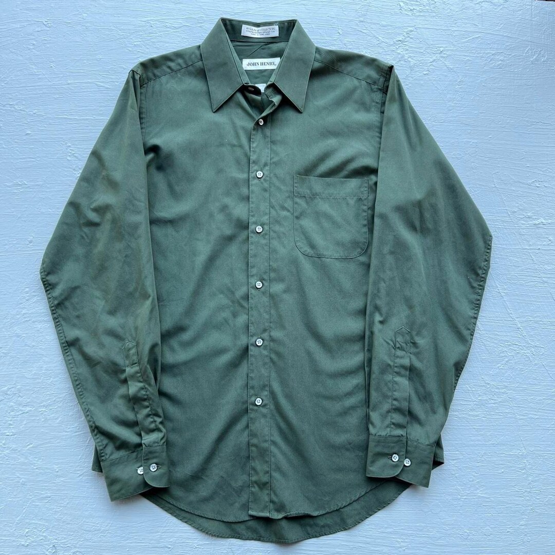 Vintage 70s John Henry Dark Green Button up Fits Like M/L - Etsy