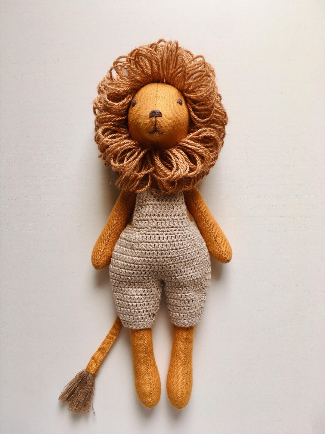Handmade Linen Lion Doll – Stuffed Lion Gift for Kids – Natural Nursery ...
