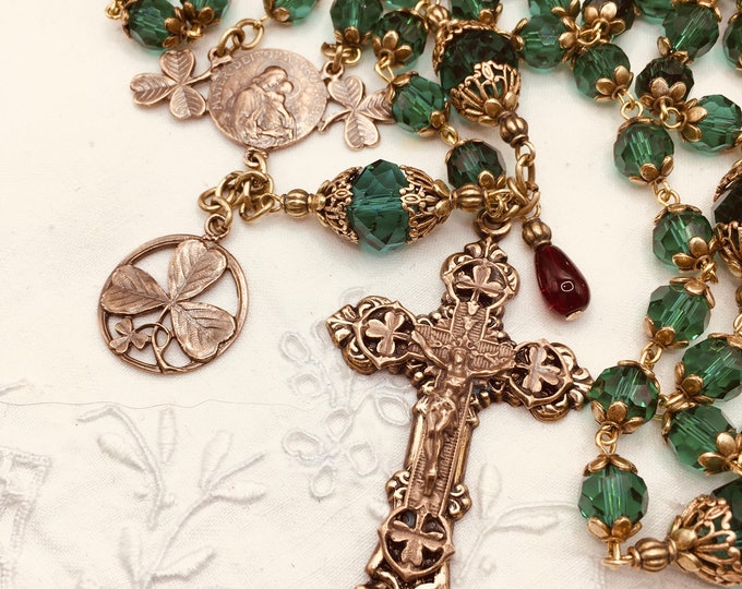 Emerald Green Saint Michael Catholic Rosary | Prayer Beads | Spiritual ...