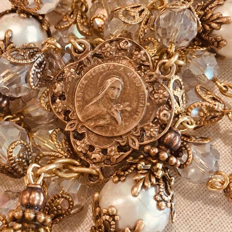 Rosary St Therese Crystal Pearls Heirloom Quality - Etsy