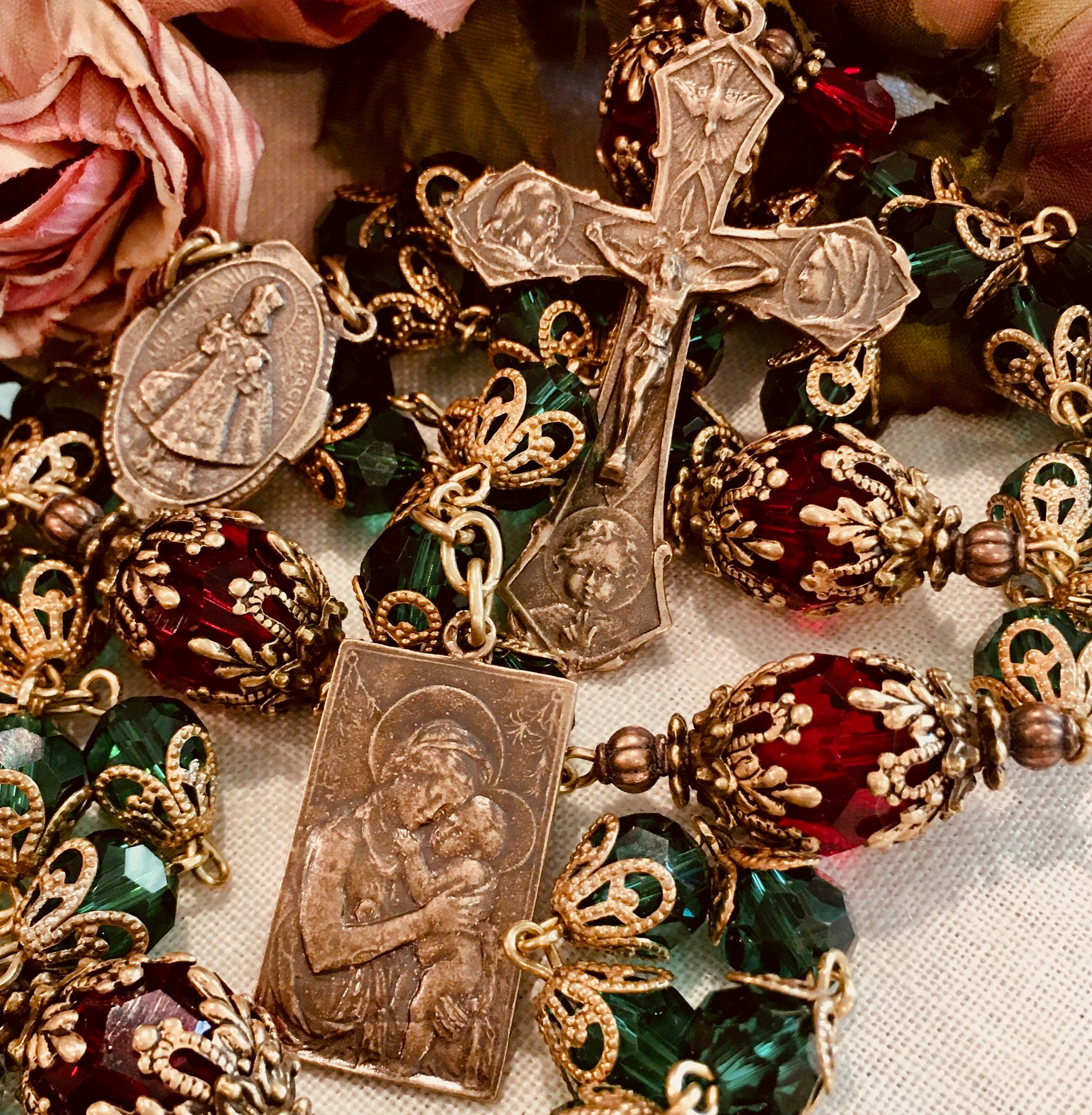 Christmas Rosary Crystal Bronze - Etsy