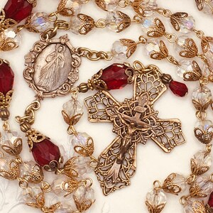 Divine Mercy Chaplet- Rosary 8mm Austrian Crystal Bronze Handmade - Etsy