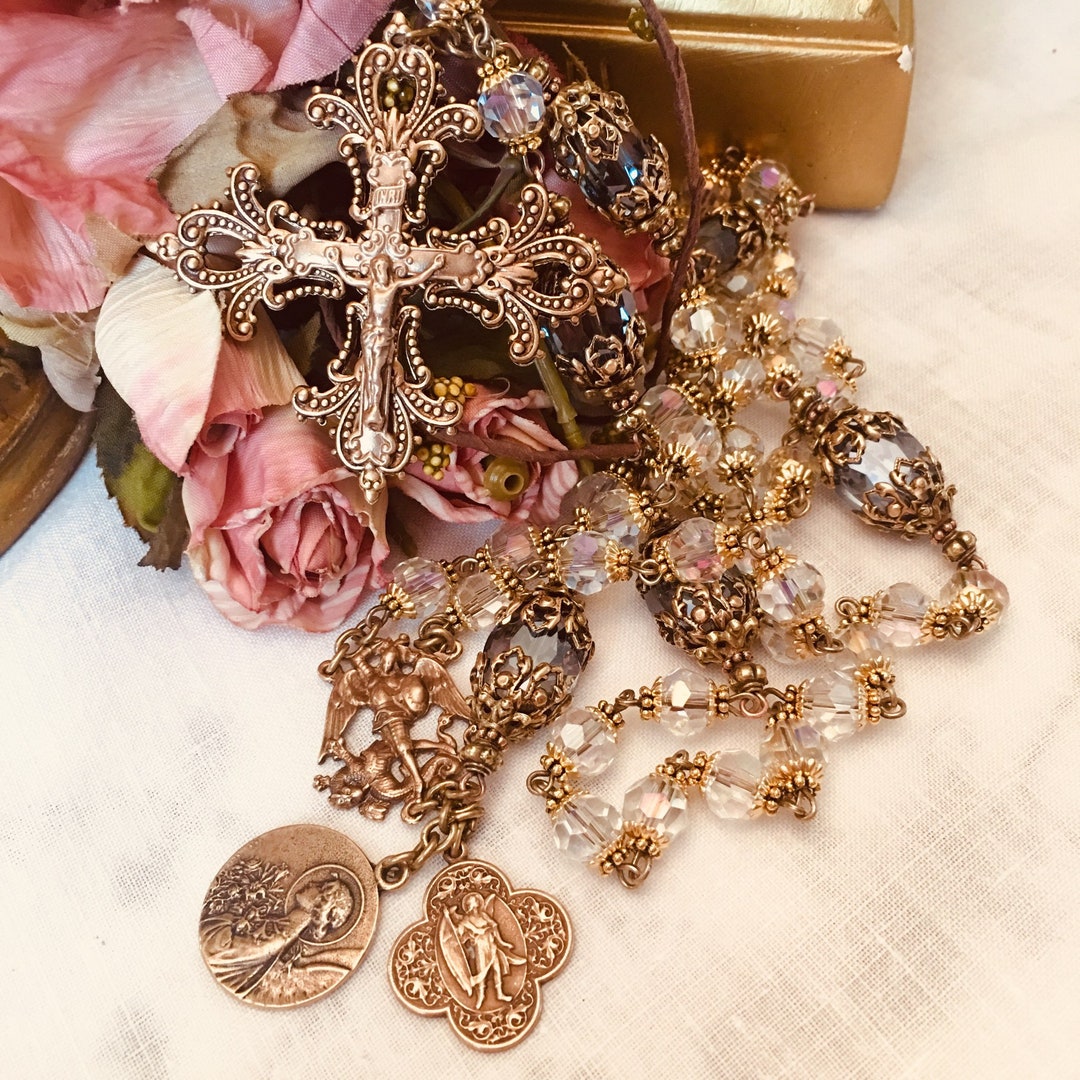 Archangel Rosary: St Michael, Gabriel, Raphael - Crystal & Bronze - Etsy