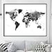World Map Poster Print Black White Wall Art Watercolor Painting ...