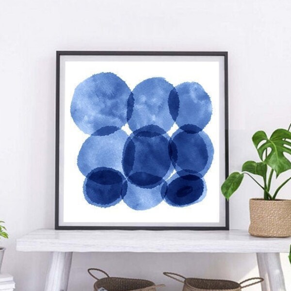 Blue Geometric Art - Etsy