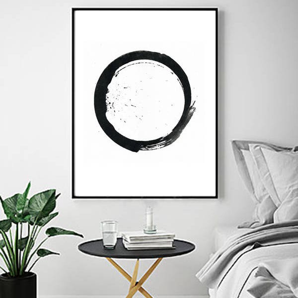 Black and White Circle Painting - Etsy
