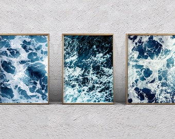 Ocean Prints Set Scandinavian Posters Waves Minimalist Art | Etsy