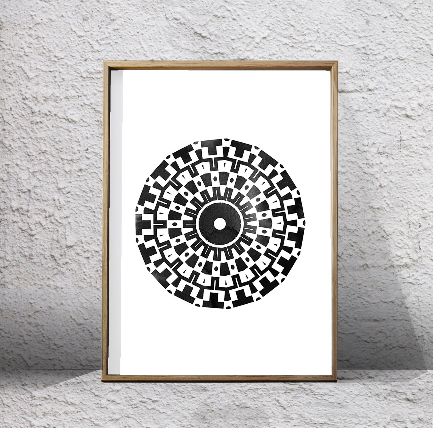 Abstract Wall Art Circle Watercolor Prints Set of 3 Black and | Etsy