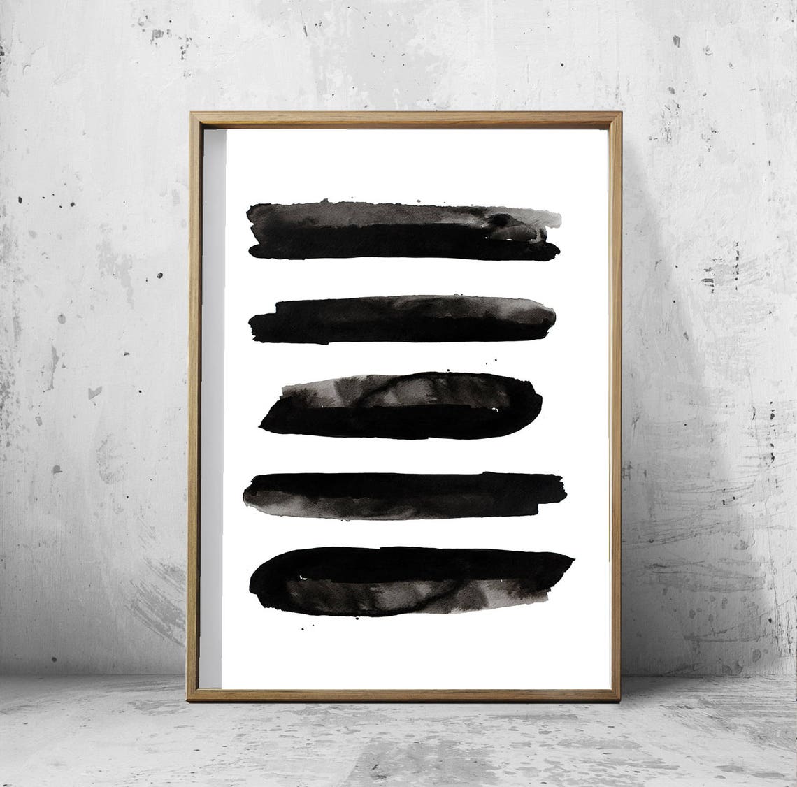 Abstract Watercolor Prints Set of 6 Black White Wall Art - Etsy