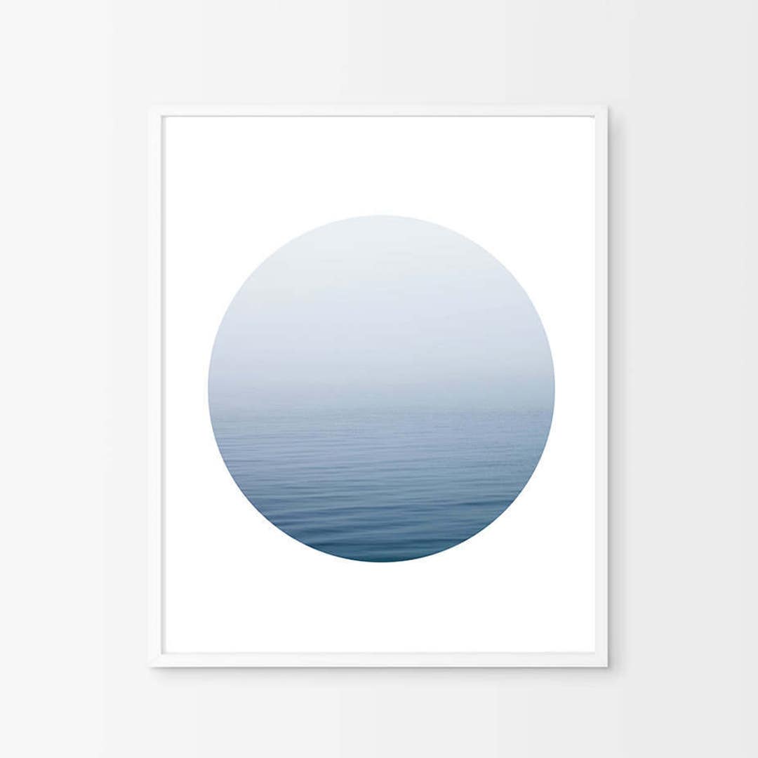 Blue Sea Art Print Minimalist Poster Minimal Wall Art Scandinavian Art ...