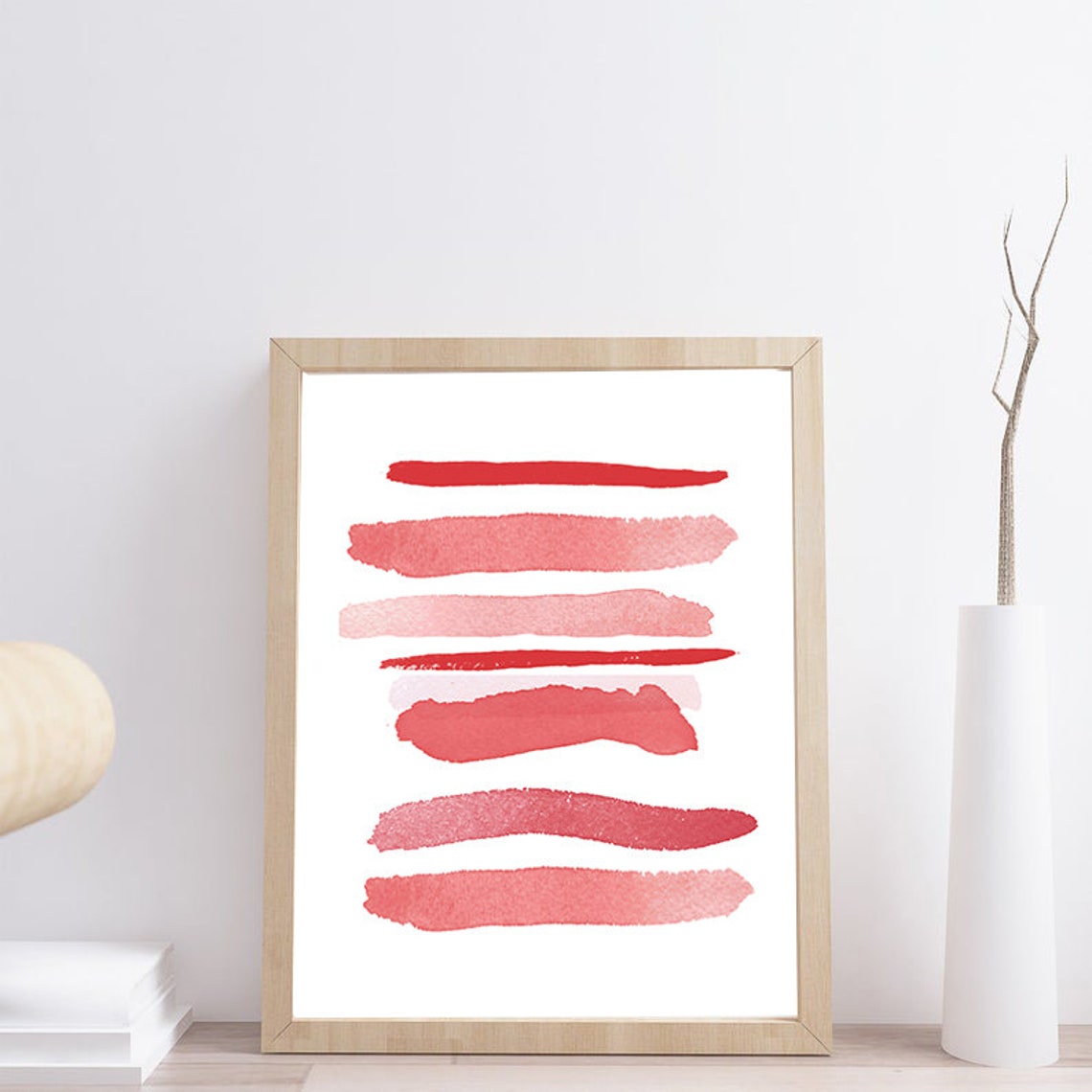Blush Pink Stripes Print Abstract Art Minimalist Poster Red | Etsy
