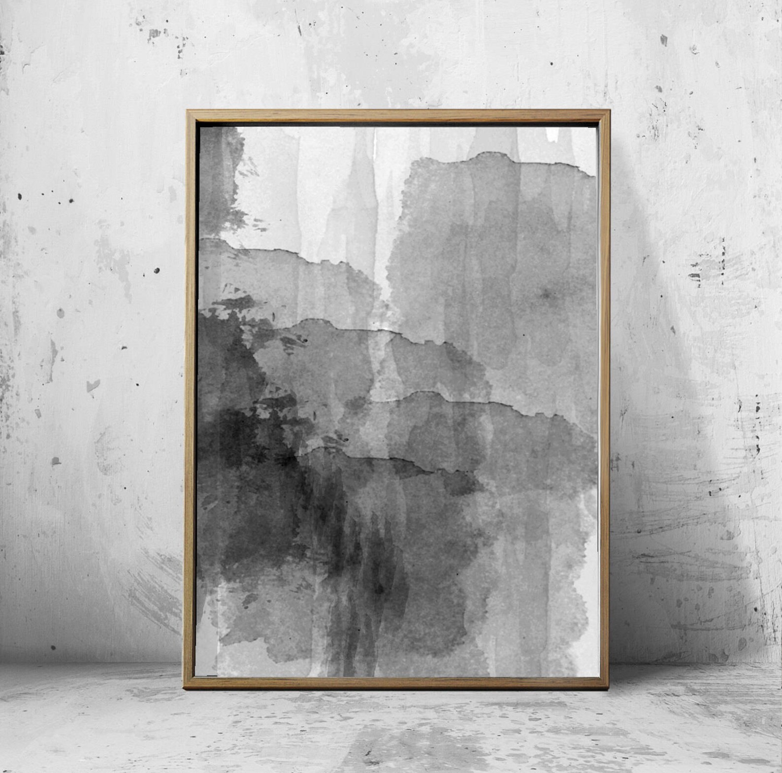 Abstract Watercolor Prints Set of 6 Black White Wall Art Minimalist ...