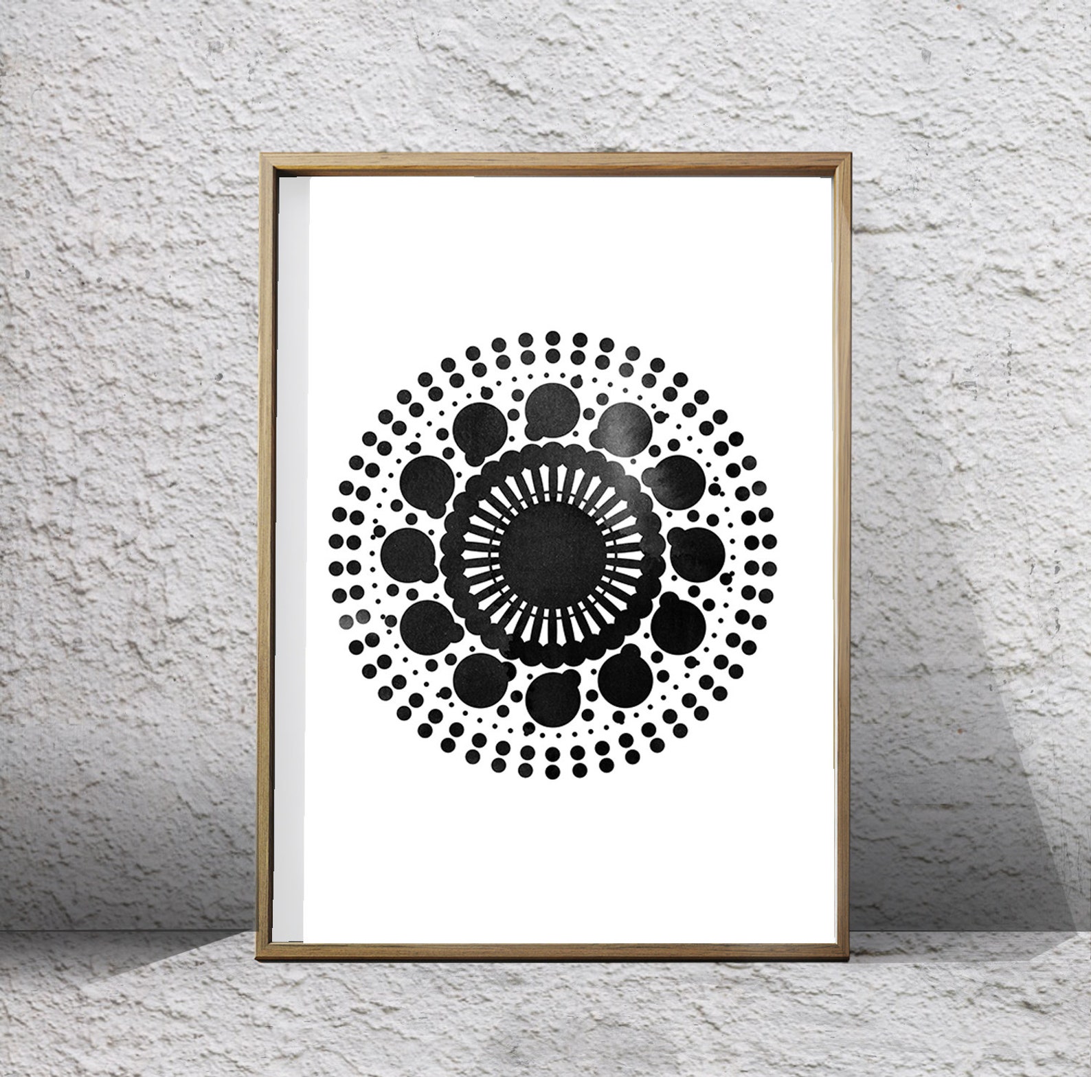 Abstract Wall Art Circle Watercolor Prints Set of 3 Black and - Etsy