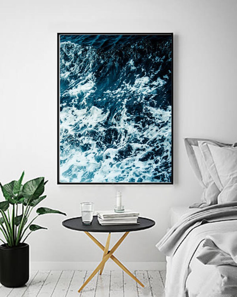 Ocean print Ocean art Print Waves Sea Foam Water Minimalist | Etsy