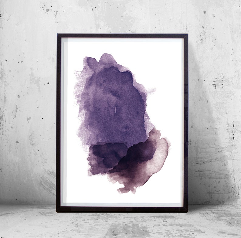 Large Wall Art Abstract Watercolor Paintings Prints Set of 3 Lilac ...