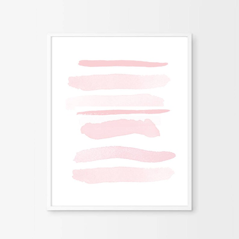 Abstract Watercolor Painting Pink Stripes Print Wall Art Minimalist Art ...