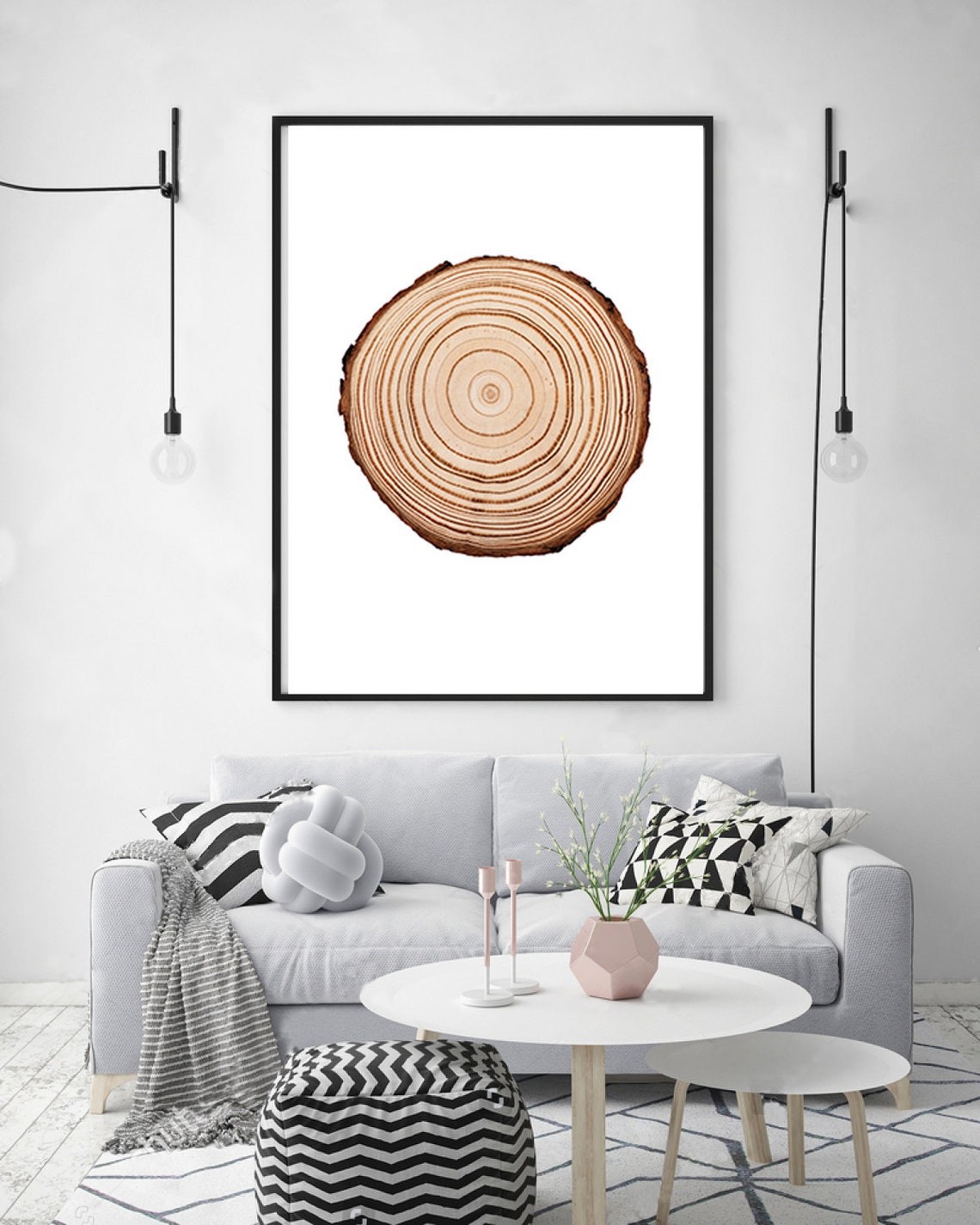 Rustic Wall Art, Tree Ring Print, Tree Cross Section Poster Minimalist ...