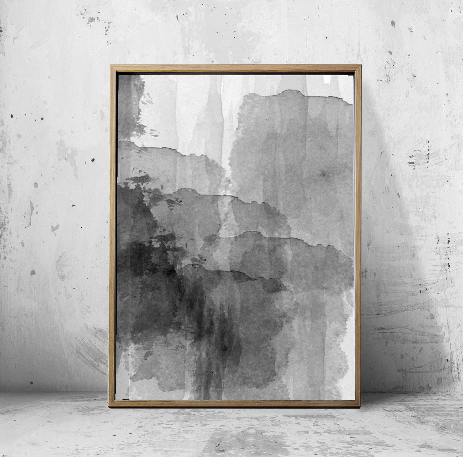 Black Abstract Watercolor Print Black White Wall Art Splatter | Etsy