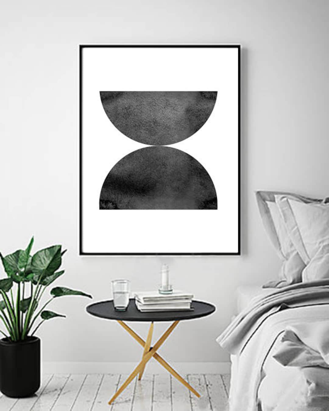 Abstract Watercolor Black and White Geometric Art Minimalist Poster ...