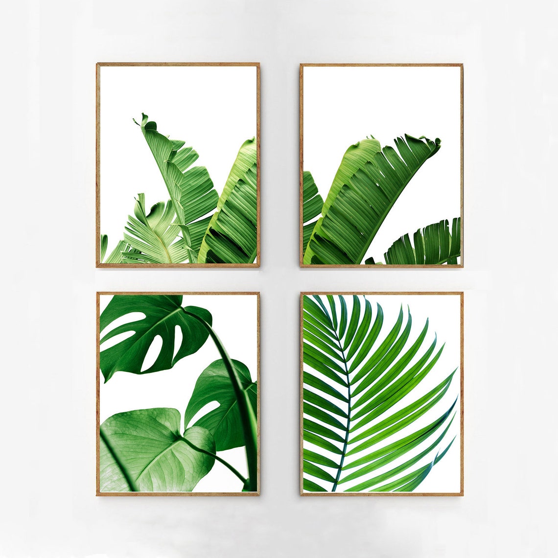 Tropical Leaf Posters Large Wall Art Prints Set Minimalist Art - Etsy