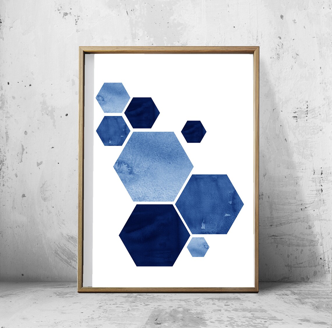 Abstract Watercolor Prints Set Blue Wall Art Geometric - Etsy