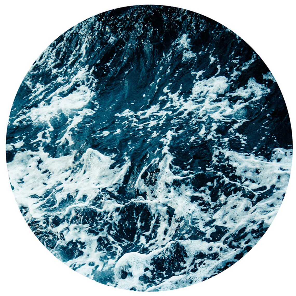 Ocean Circle Print Waves Sea Foam Beach Printable Poster Blue | Etsy