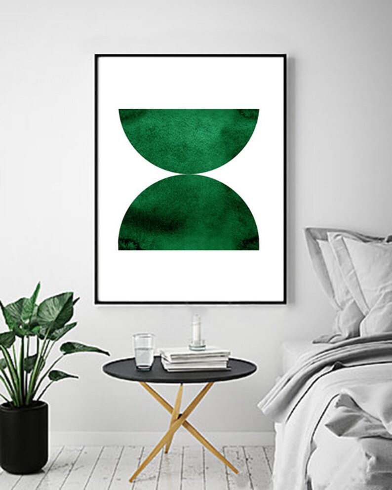 Emerald Green Wall Art Geometric Print Abstract Watercolor | Etsy
