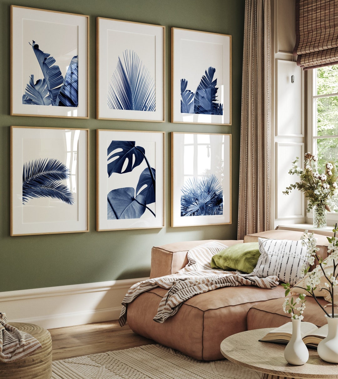 Blue Wall Art Botanical Print Set Living Room Wall Decor Bedroom Prints ...