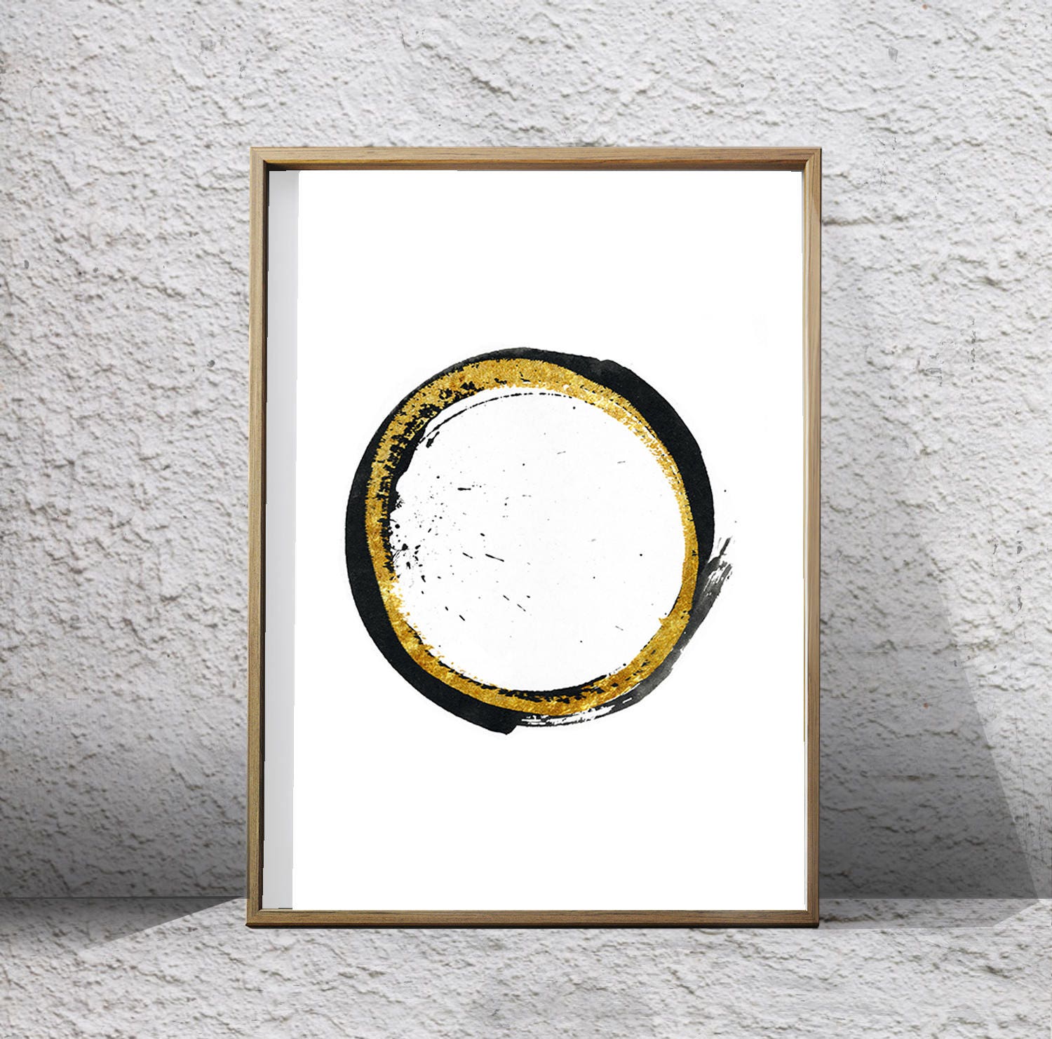 Abstract Art Print Circle Watercolor Painting Black Gold Zen - Etsy