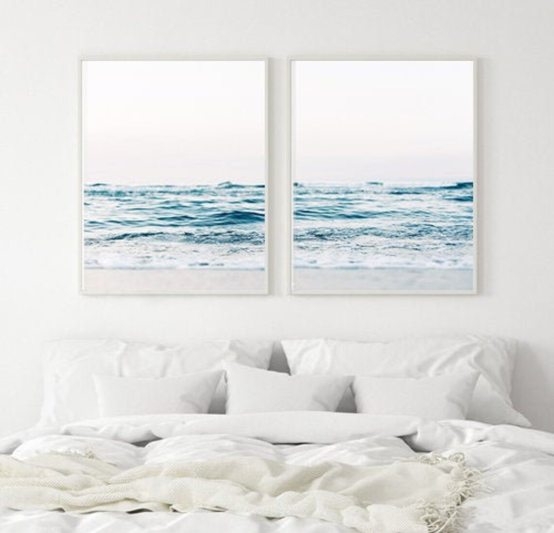 Waves Prints Set of 2 Ocean Wall Art Blue Art Prints Beach - Etsy