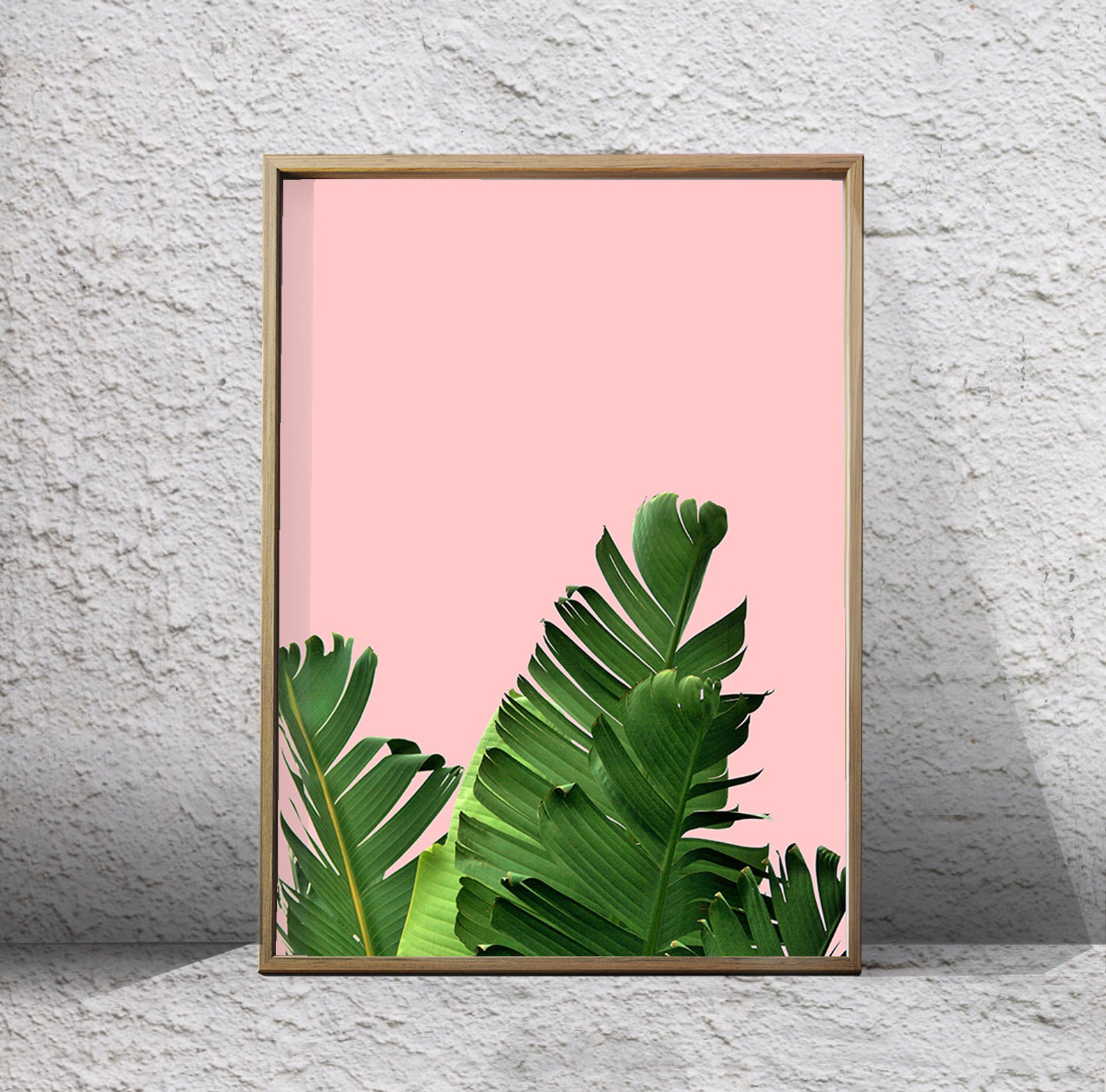 Topical Leaf Prints Set Pink Green Wall Art Botanical Posters | Etsy