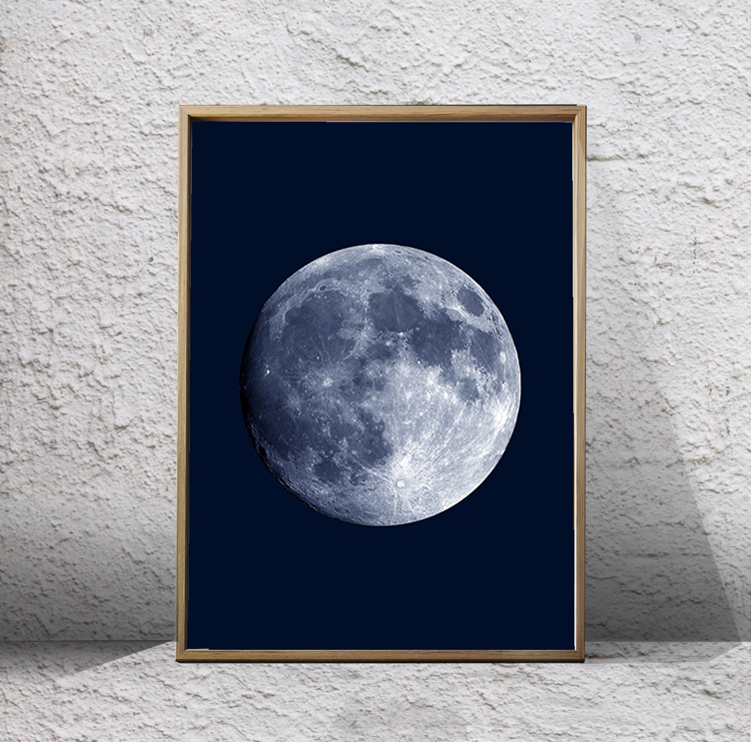 Navy Blue Moon Print Blue White Home Decor Night Sky La | Etsy