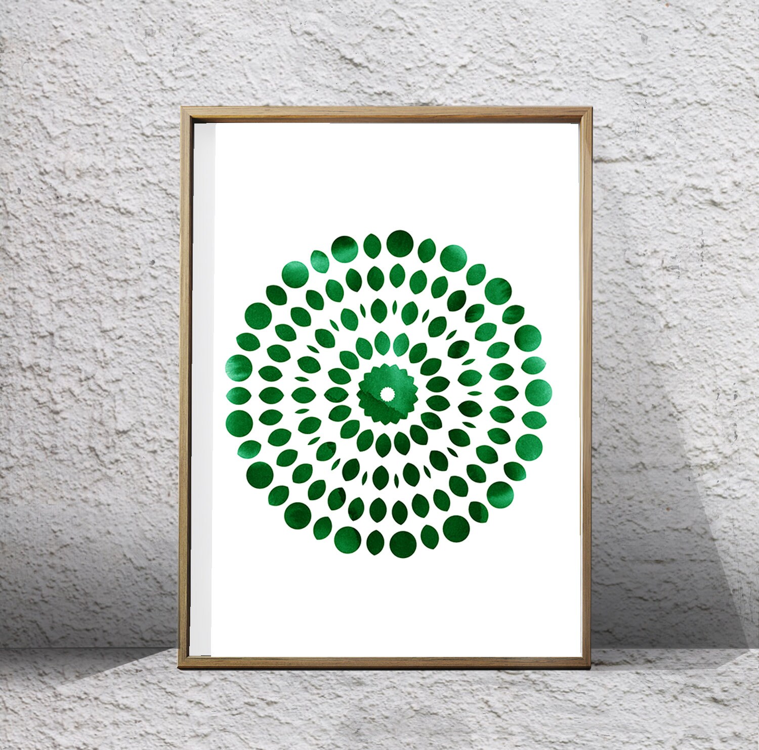 Green Abstract Art Print Circle Watercolor Paintings Mandala | Etsy