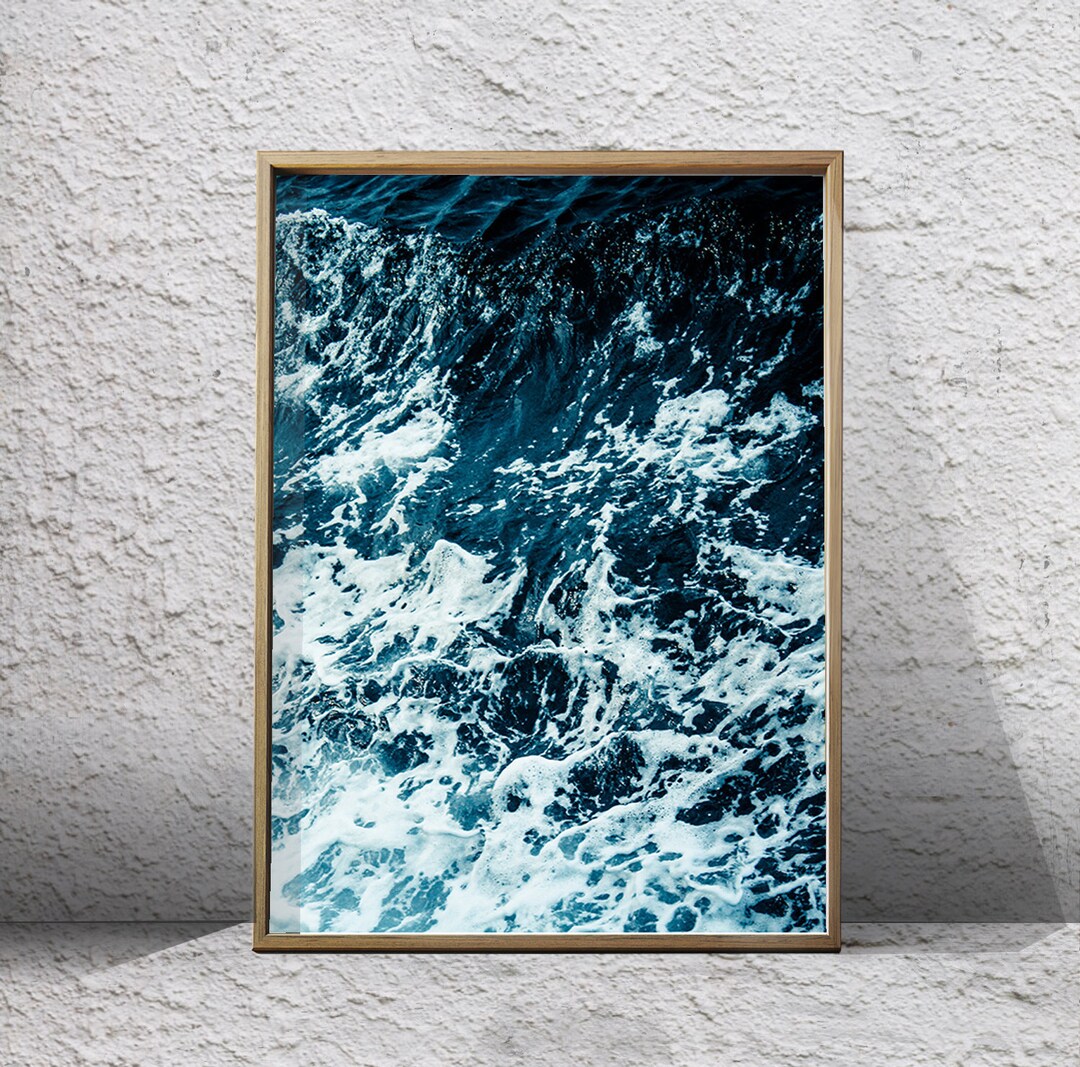 Ocean Print, Ocean Art Print Waves Sea Foam Water Minimalist Poster ...