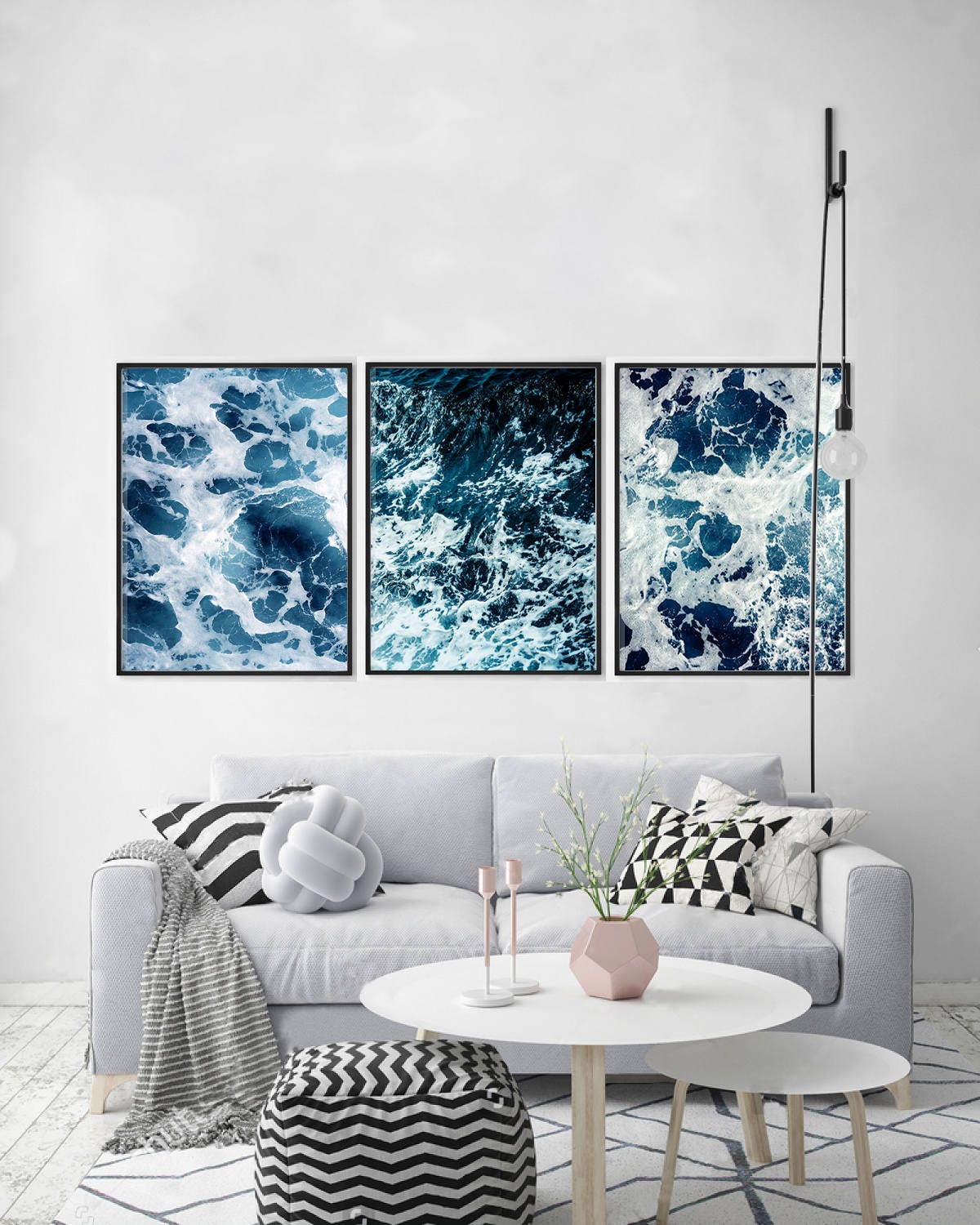 Ocean Prints Set Scandinavian Posters Waves Minimalist Art - Etsy